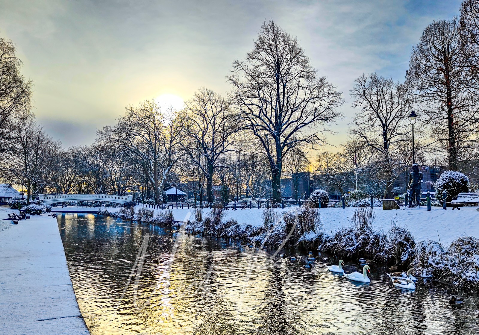 Wall Art "Snowy Landscape, River Sow" Stafford A3 Print | eBay UK
