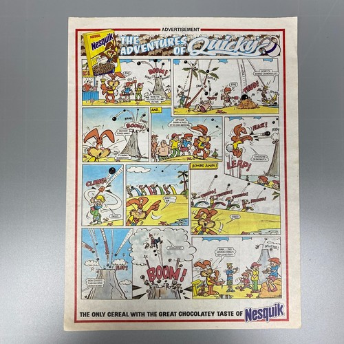 NESTLE NESQUIK CEREAL ADVENTURES OF QUICKY COMIC STRIP 1995 VINTAGE ...