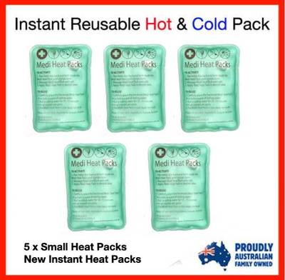 5 X INSTANT SMALL HEAT PACKS, REUSABLE-HEAT-PACKS,Hand warmer ,Camping ...