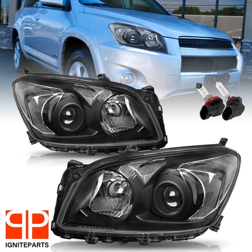 For 2009-2012 Toyota RAV4 RAV-4 Black Headlights Clear Corner Headlamps ...