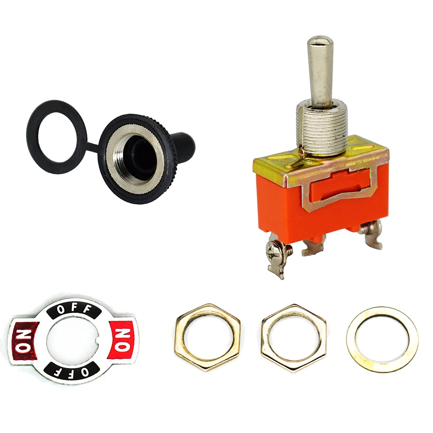 5X 12V SPST Solid Metal Toggle Switch ON/OFF Single Pole for Marine ...