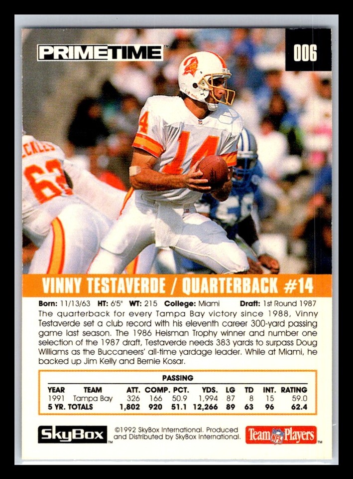 1992 Skybox Primetime Football # 1 - 100 - Pick Your Card! | eBay
