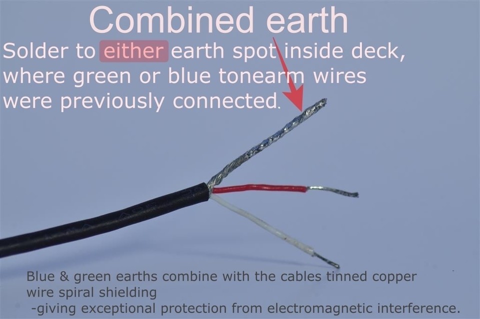 Tonearm wire loom SHIELDED, fits 1.2 ~1.3mm cartridge pins rewire cable ...