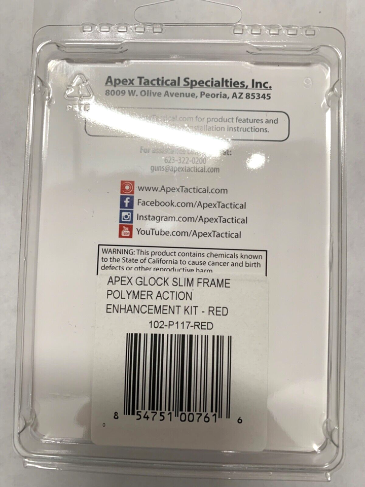 Apex Tactical 102-P117-RED- Polymer Glock 43 43x 48 Trigger with Bar ...