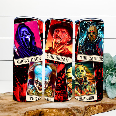 20 oz Skinny Ghostface, Freddy, Penny, Jason, Michael Tarot Cards ...