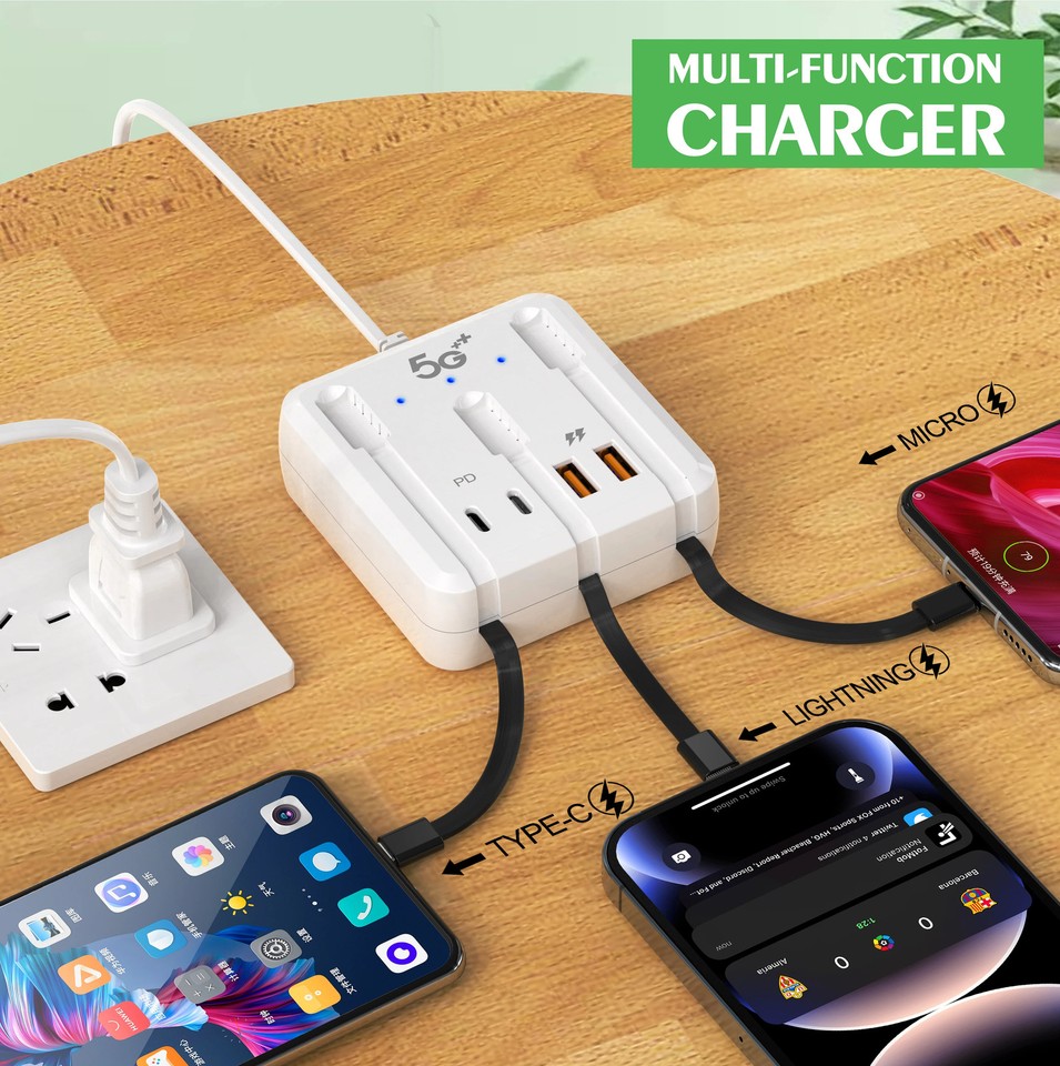 120W USB Power Strip Type-C 4 Port Charger Fast Charging iPhone Samsung ...