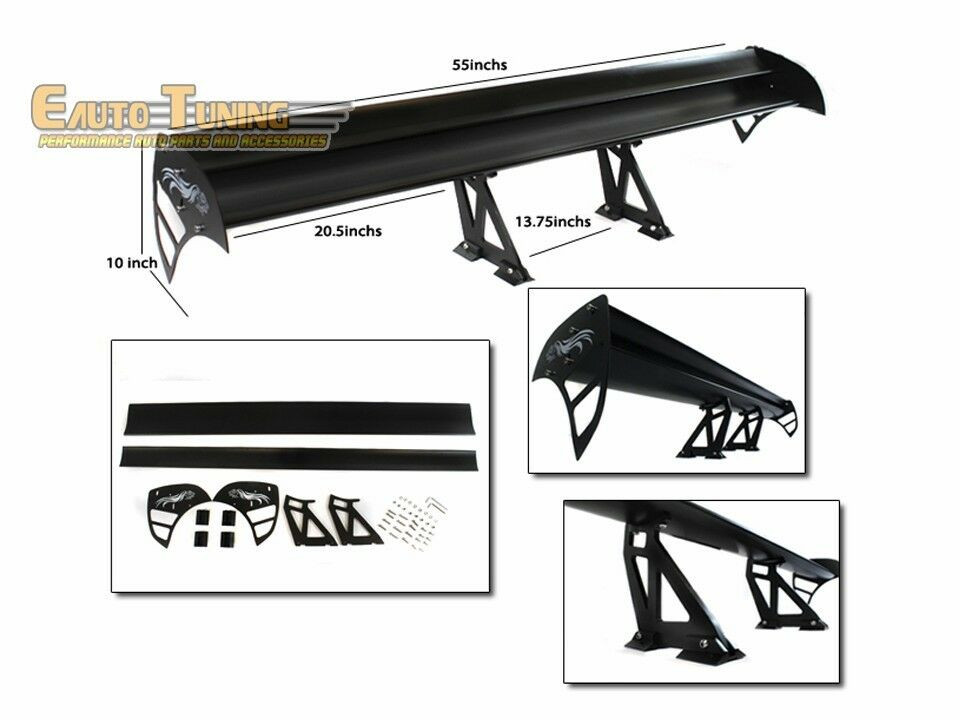 GT Wing Type S Aluminum Rear Spoiler BLACK For S-10/S10/Blazer/SS/Sedan ...