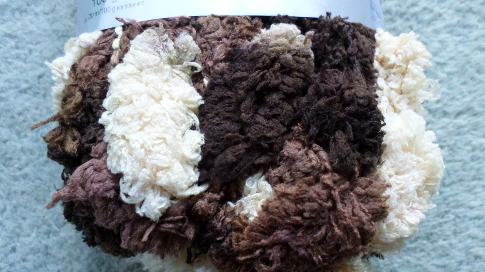 Pompon Wolle Garn Super Große Pompons 100g FUNNY Mega Color Cappuccino ...