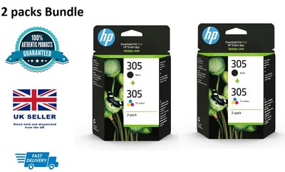 HP 305, Black/Tri-Colour Original Ink Cartridges (6ZD17AE) 2 Packs ...