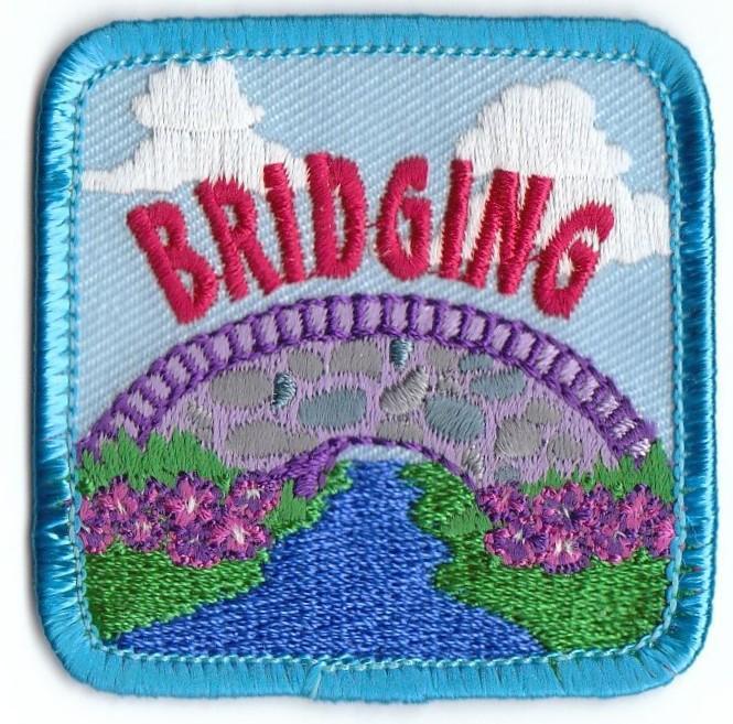 Girl BRIDGING Ceremony Clouds Fun Patches Crests Badges SCOUTS GUIDES ...