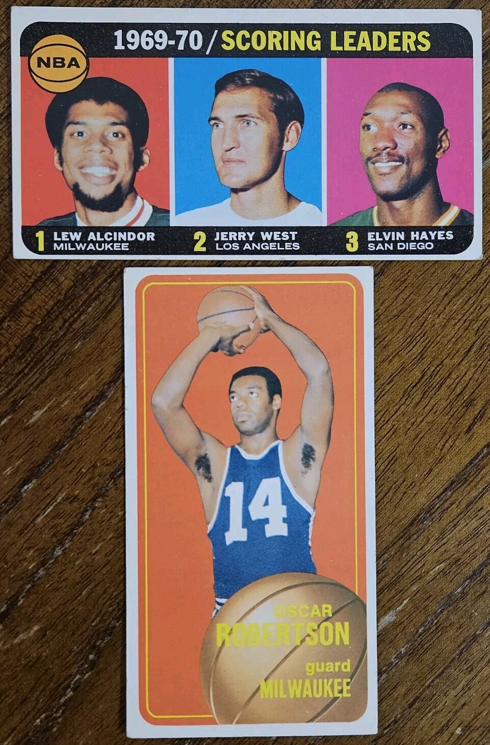 1970-71 TOPPS OSCAR ROBERTSON CARD #100 & SCORING LEADERS ALCINDOR #1 ...