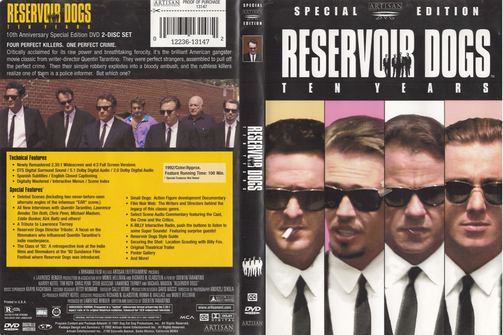 Reservoir Dogs (DVD Special Edition Ten Years) Chris Penn Steve Buscemi ...