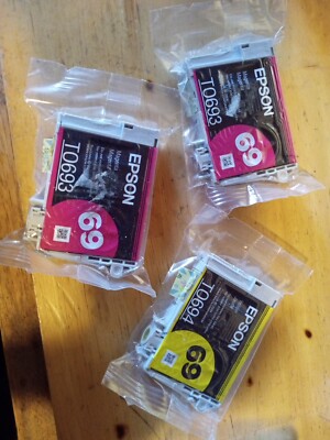 Epson 69 Ink Cartridge Magenta , Yellow T0693 , T0694 New Sealed Lot of 3 | eBay