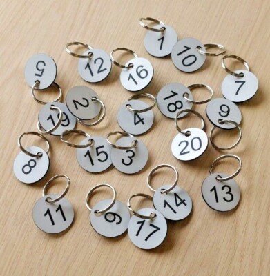 1 Round 25mm numbered key tags ideal for clubs, leisure centres and ...