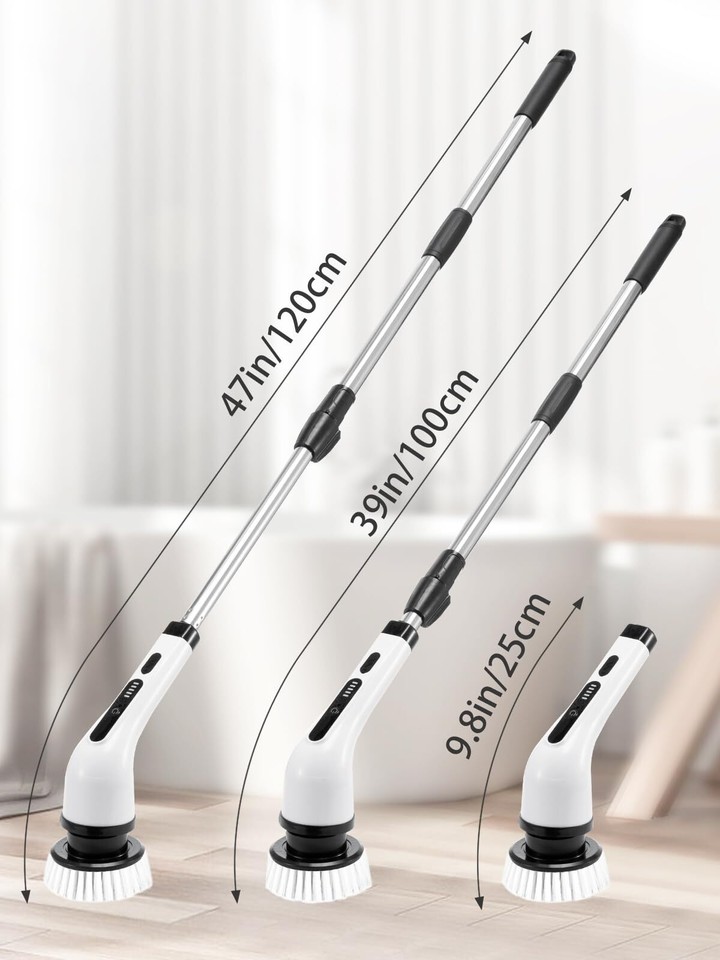 9 IN 1 Electric Spin Scrubber Cordless Cleaning Brush Bathroom Rotating ...