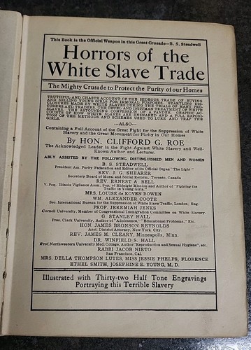 The Great War On White Slavery 1911 By Clifford Roe ORIGINAL HARDCOVER ...