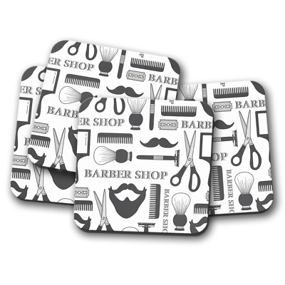 4 Set - Barber Shop Drinks Coaster - Hairdresser Salon Shaving Men Gift ...