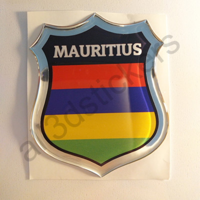 Sticker Mauritius Emblem 3D Resin Domed Gel Mauritius Flag Vinyl Decal ...