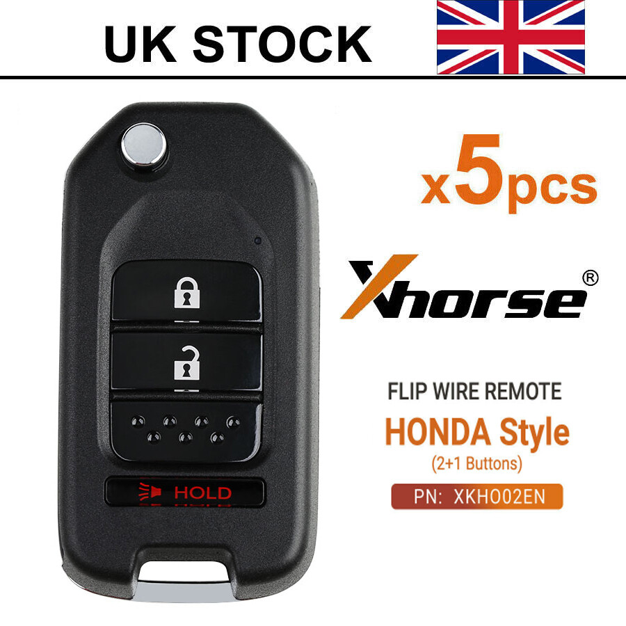 5x Xhorse Honda Style Wire Remote Flip Key 2 1 Button XKHO02EN For VVDI ...