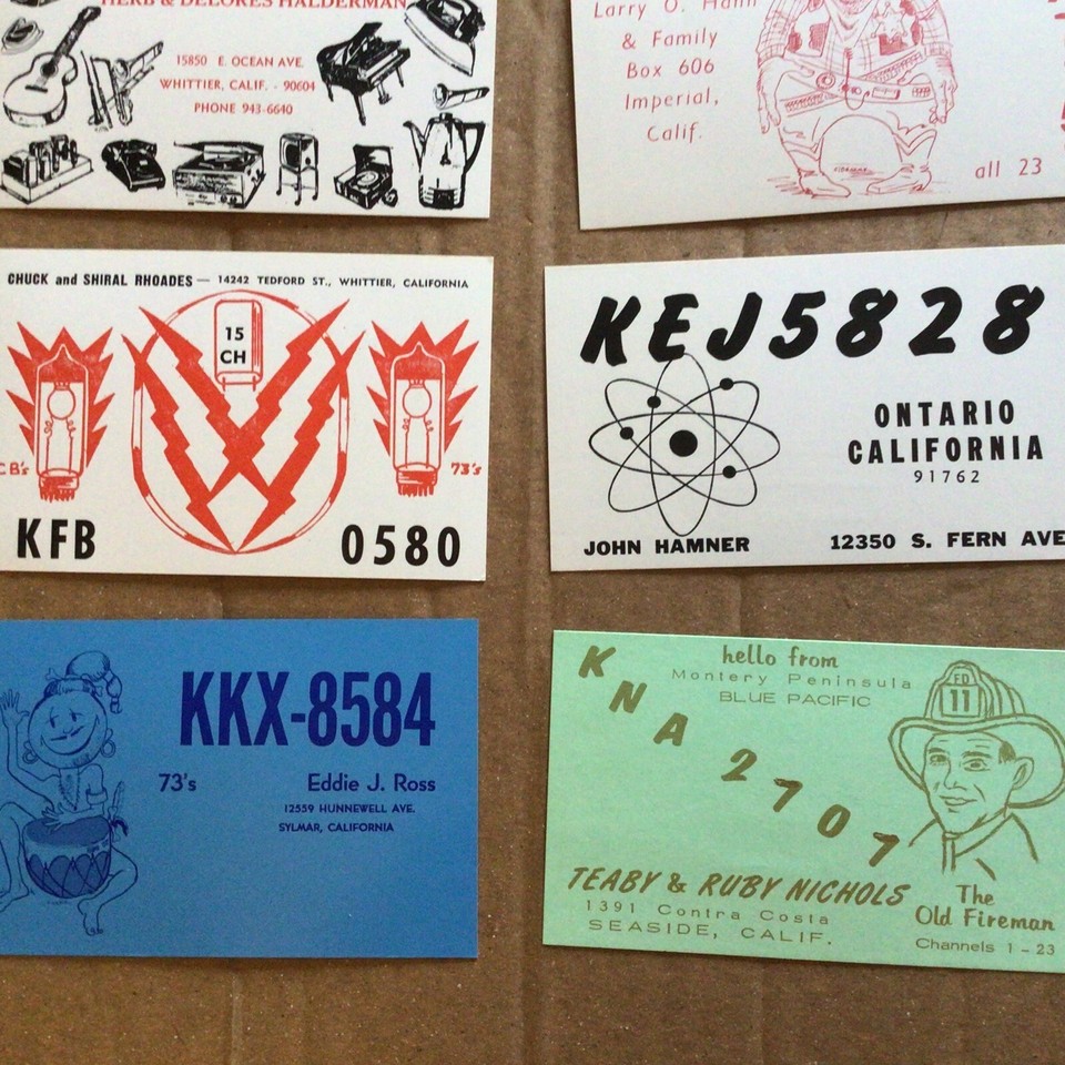 1960’/70’s CB Radio Call Number QSL Cards,lot of 15 from California ...