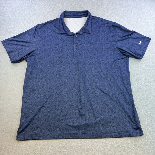 Maelreg Performance Polo Mens 3XL Blue Floral Short Sleeve Collared ...
