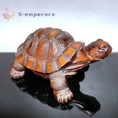 Chinese wooden Carved wood carving god of longevity Turtle statue Home ...
