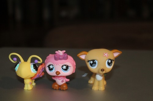 3 LITTLEST PET SHOP TUBE FIGURES LPS #496 OWL 497 BUTTERFLY 498 ...