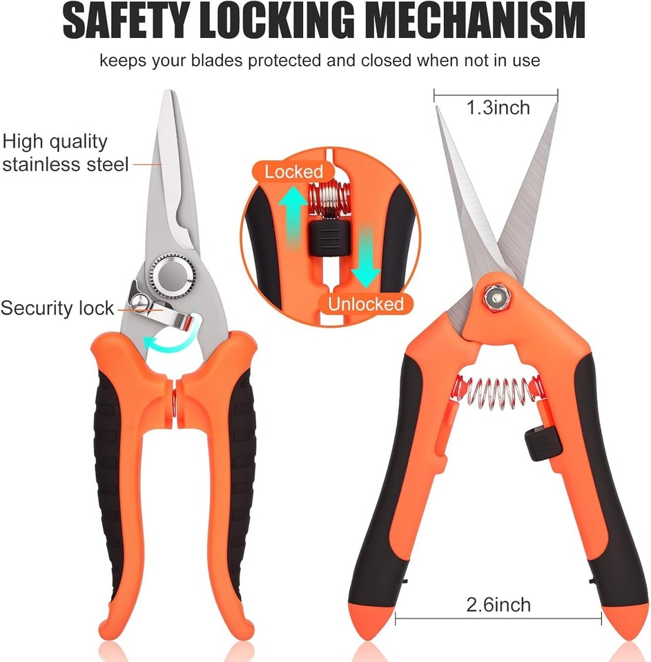 3 Pcs Garden Shears Stainless Steel Gardening Scissors Pruning Shears ...