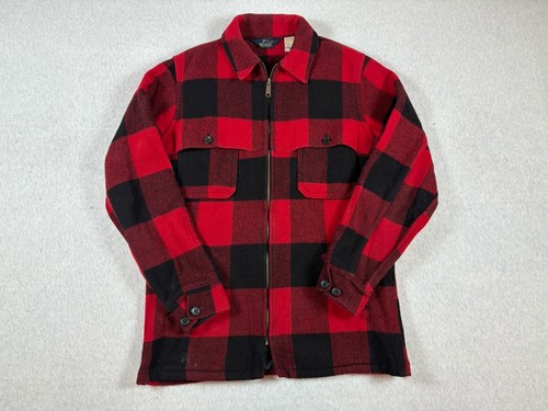 Vintage 1960s WOOLRICH Buffalo Plaid Hunting Jacket Size M Red Black ...