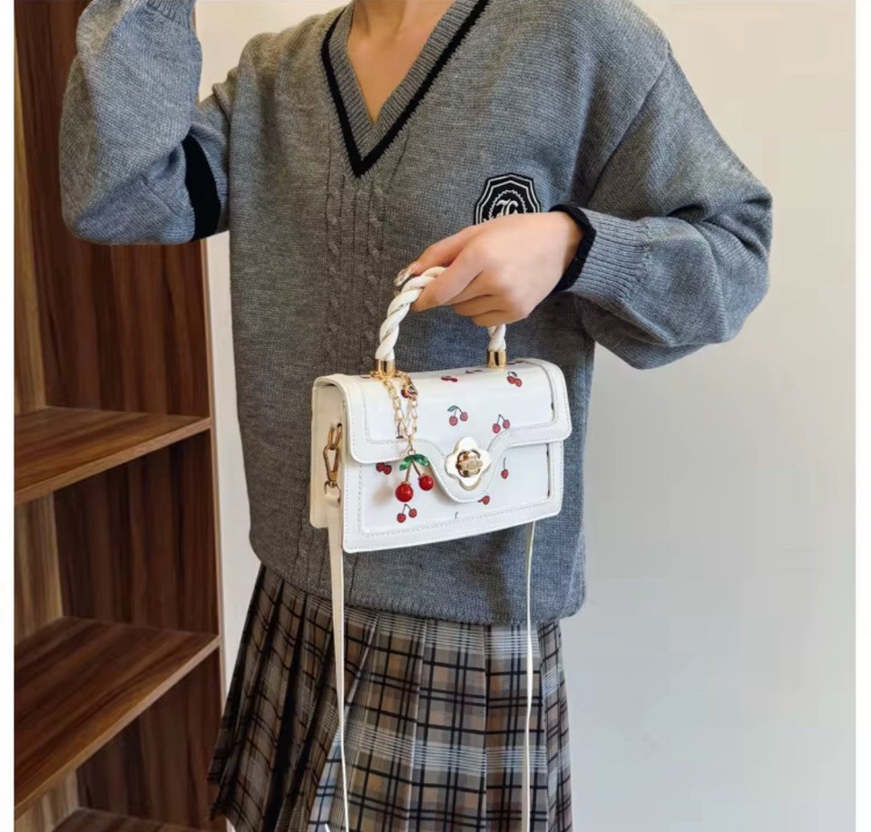 New Cherry Print White Mini Handbag/Crossbody | eBay