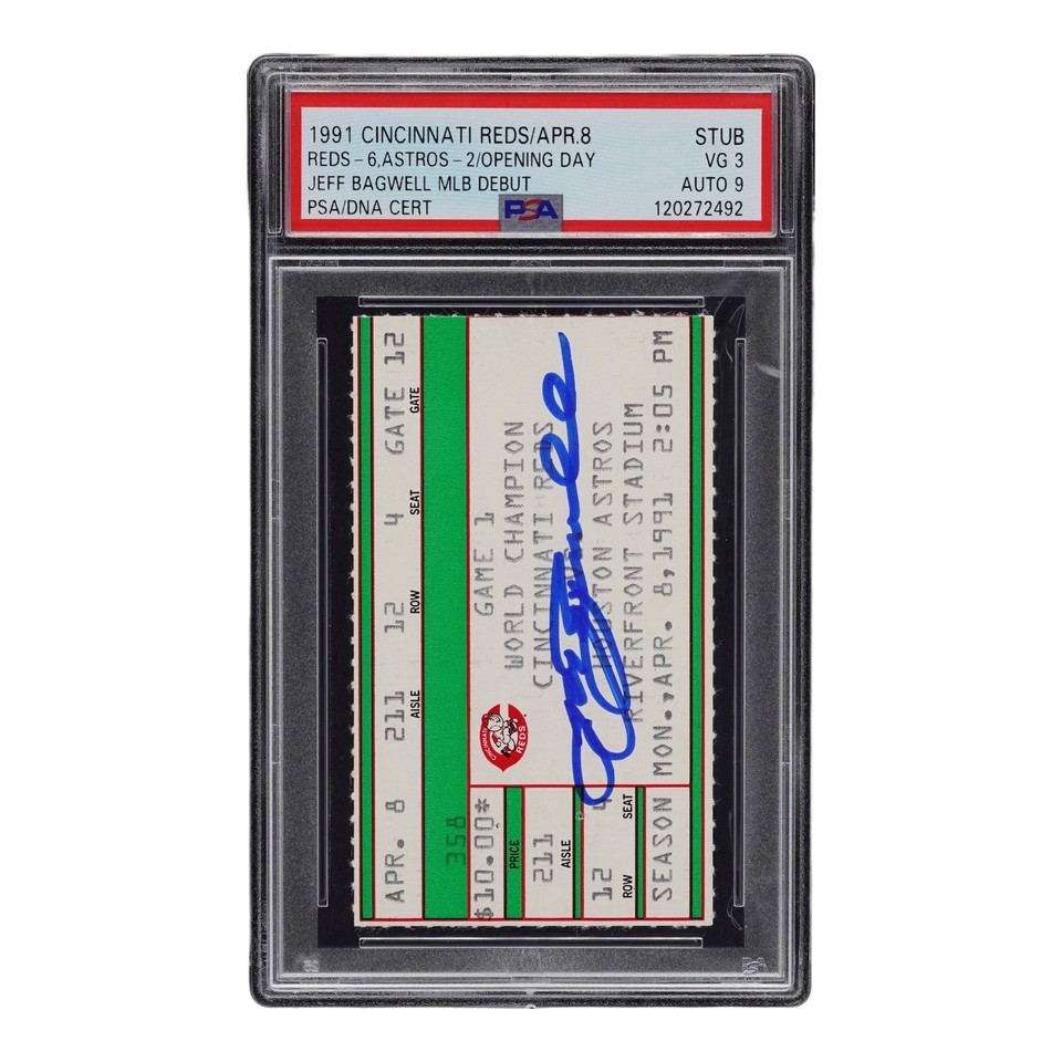 JEFF BAGWELL SIGNED 1991 HOUSTON ASTROS MLB DEBUT GAME TICKET STUB PSA ...