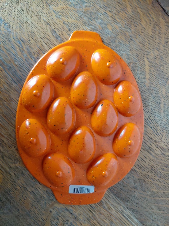 Zak! Designs Melamine Deviled Egg Platter 12" Orange Speckled Holds 12 ...