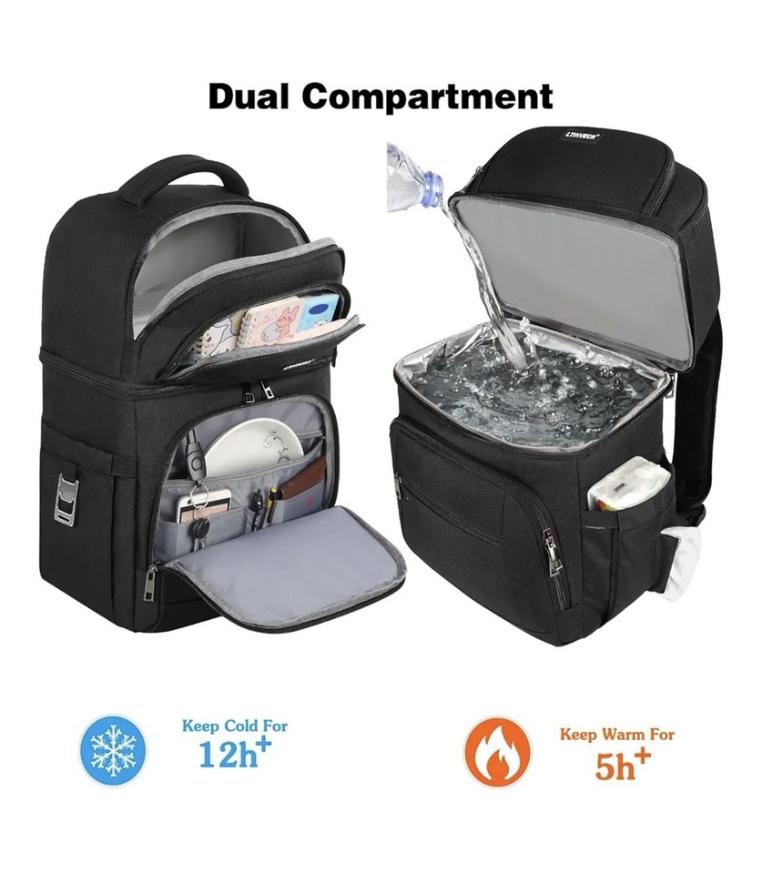 Cooler Backpack Insulated Backpack Cooler Leakproof Double Deck Cooler ...