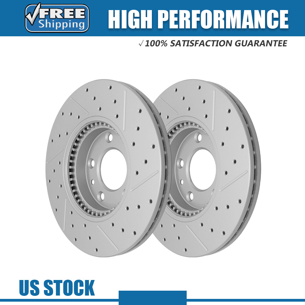 Front Drilled & Slotted Brake Rotors For Ford Fusion Lincoln MKZ Milan ...