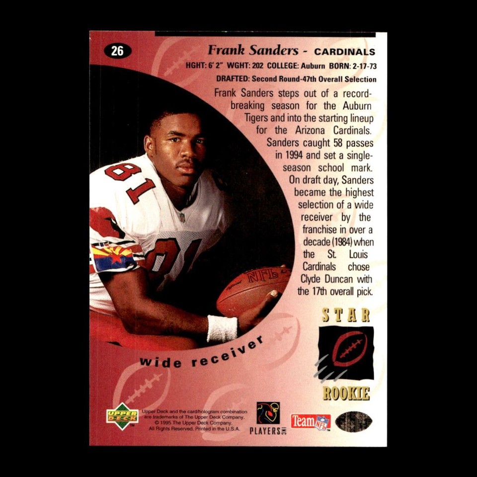 Frank Sanders 1995 Upper Deck Rookie Arizona Cardinals #26 R327H 89 | eBay
