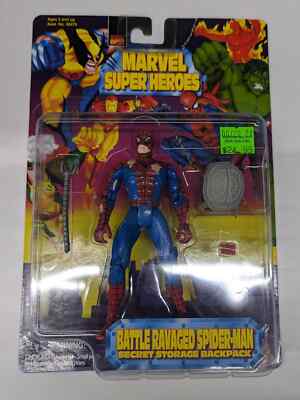 1997 Toy Biz Marvel Super Heroes Action Figures: Battle Ravaged Spider ...