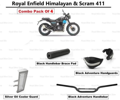 Royal Enfield "Black Adventure Handlebar Combo Pack of 4 pcs For Scram ...
