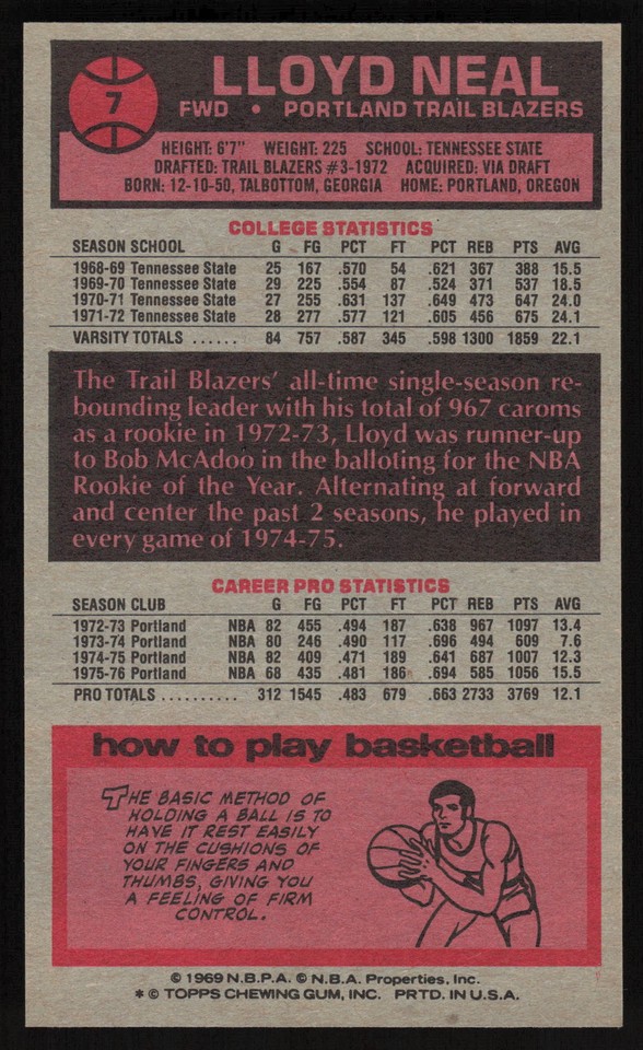 1976-77 Topps #7 Lloyd Neal Card TCCCX | eBay