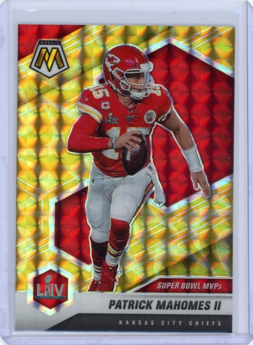 2021 PATRICK MAHOMES PANINI MOSAIC #288 SUPER BOWL MVPS YELLOW REACTIVE ...
