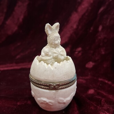 19 Dept 56 Snowbabies Bisque Easter Egg-Trinket Box-No Box-Excellent ...