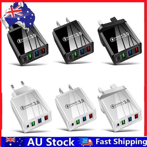 Portable Travel 3 USB Fast Charger 3.1A Quick Charge PD Type-C Wall ...