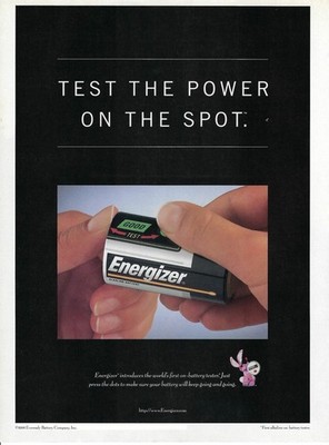 1996 Energizer Battery World’s First On-Battery Tester Vintage Print Ad ...