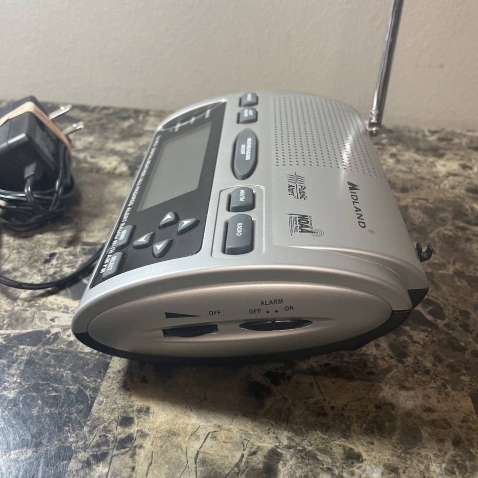 Midland WR-300 AM/FM Alert Weather Radio Alarm Clock NOAA Public HZDS ...