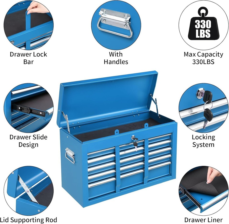 24" Portable Tool Box,5 Drawer Tool Chest w/Carry Handle, Top Case ...