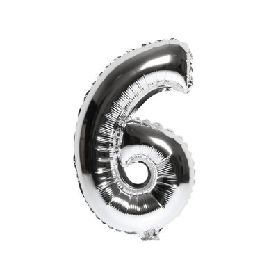 40" Metallic Silver Glossy Six Year Old Birthday Party Number 6 Float ...