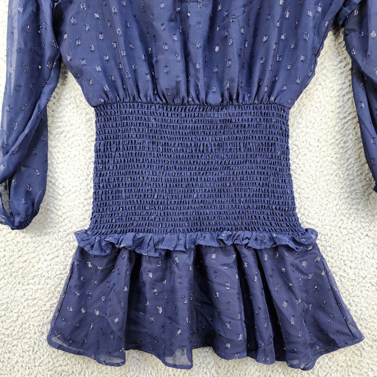 Aqua+Women%27s+Smocked+Waist+Shadow+Stripe+Dress+Color+Navy+Size+XS ...