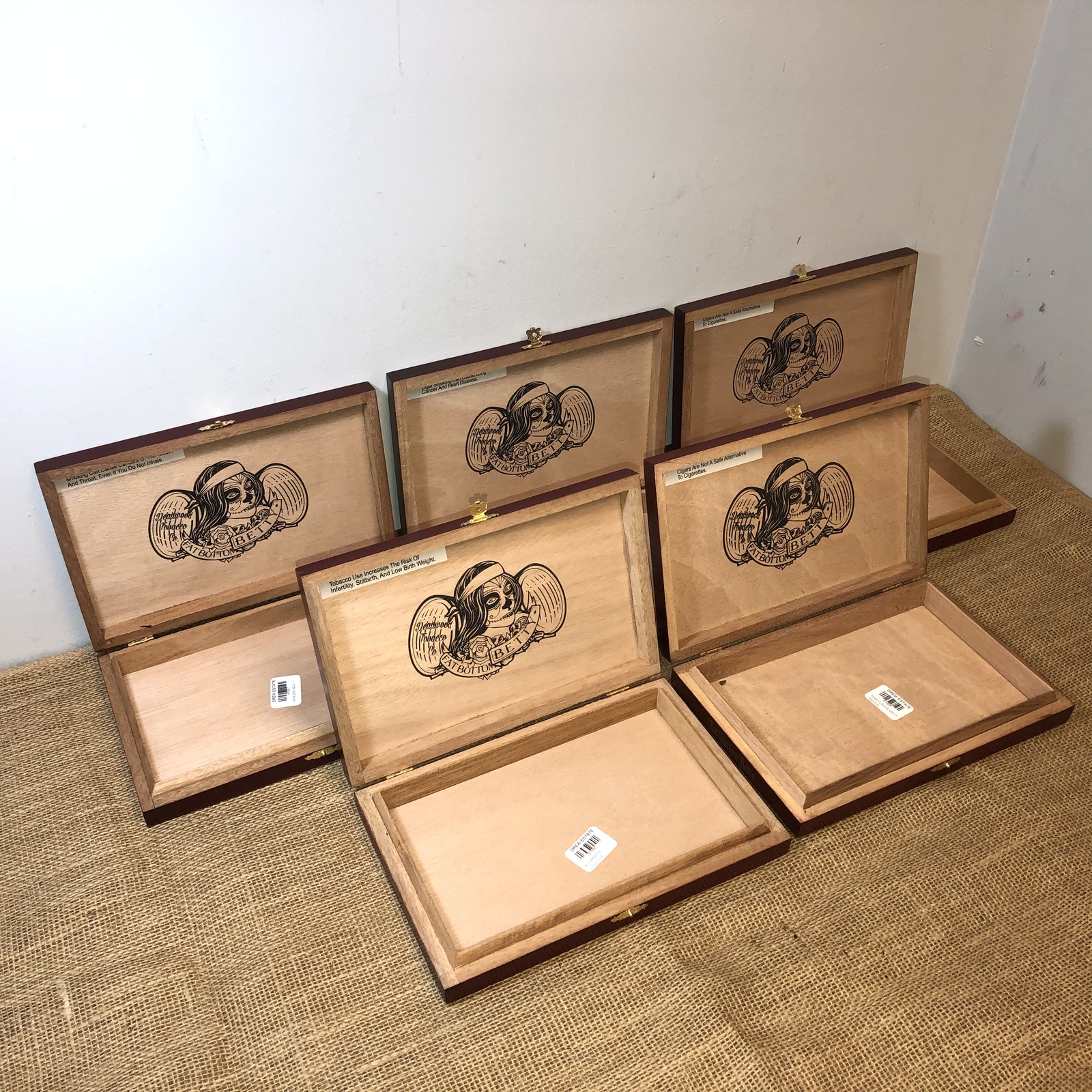 Lot of 5 Fat Bottom Betty Robusto Empty Wooden Cigar Boxes 9.5x6.25x1 ...