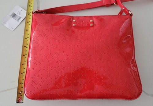 NWT Kate Spade NY Darby Patent Perforated Hearts Metro Spade Chili Red ...