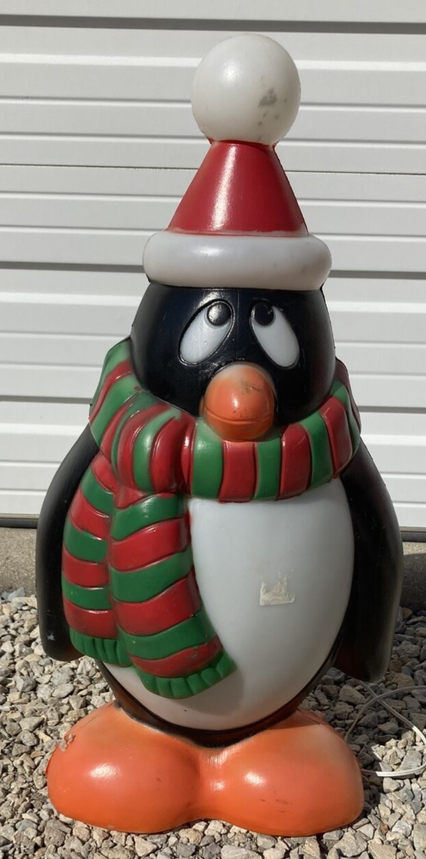 Vintage 29" Penguin Chilly Willy Blow Mold General Foam Christmas Yard ...