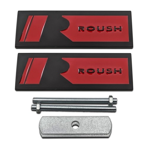 3D Black & Red Metal Roush Logo Grille Emblem + Car Rear Trunk Turbo ...
